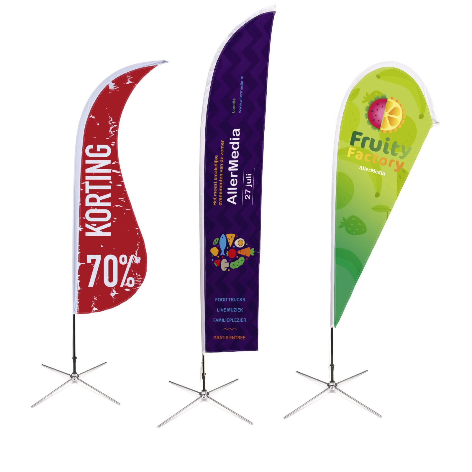 Beachflags laten bedrukken | Diverse soorten | Beachflags | AllerMedia